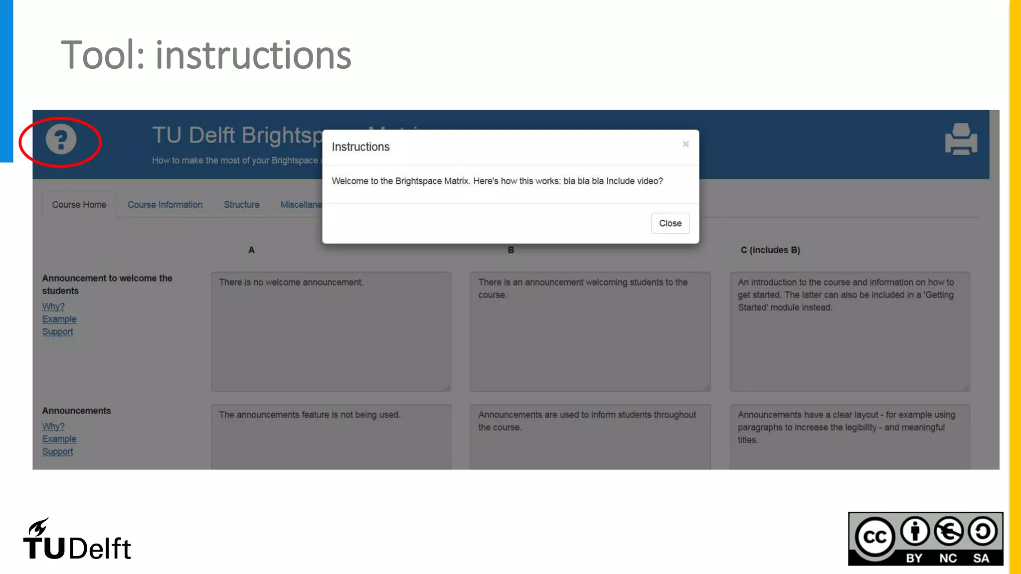 TU Delft Brightspace Matrix as Instructor Tool | PDF