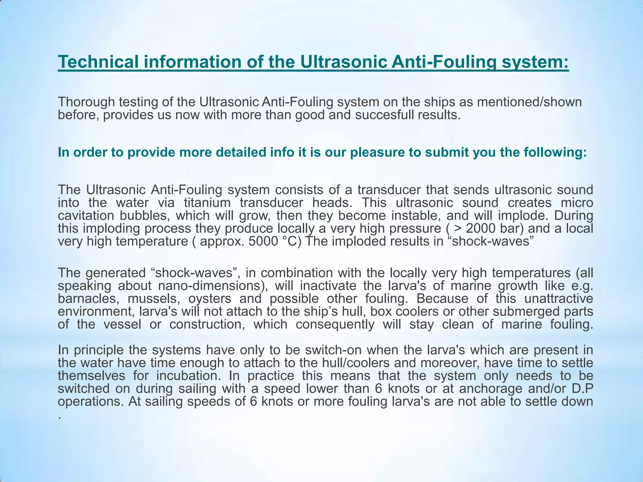 Presentation ultrasonic anti fouling systems | PPTX