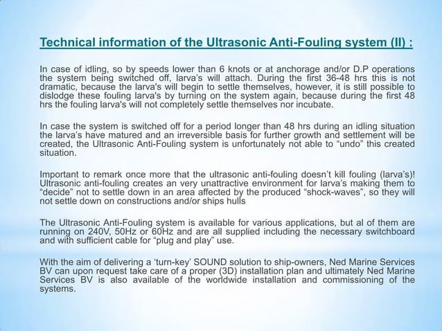 Presentation ultrasonic anti fouling systems | PPTX | Cruises | Travel Type