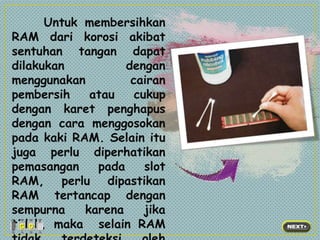 Perawatan PC (memory Komputer) | PPTX