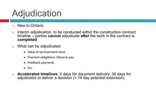 The Construction Lien Amendment Act - Very Briefly | PPT