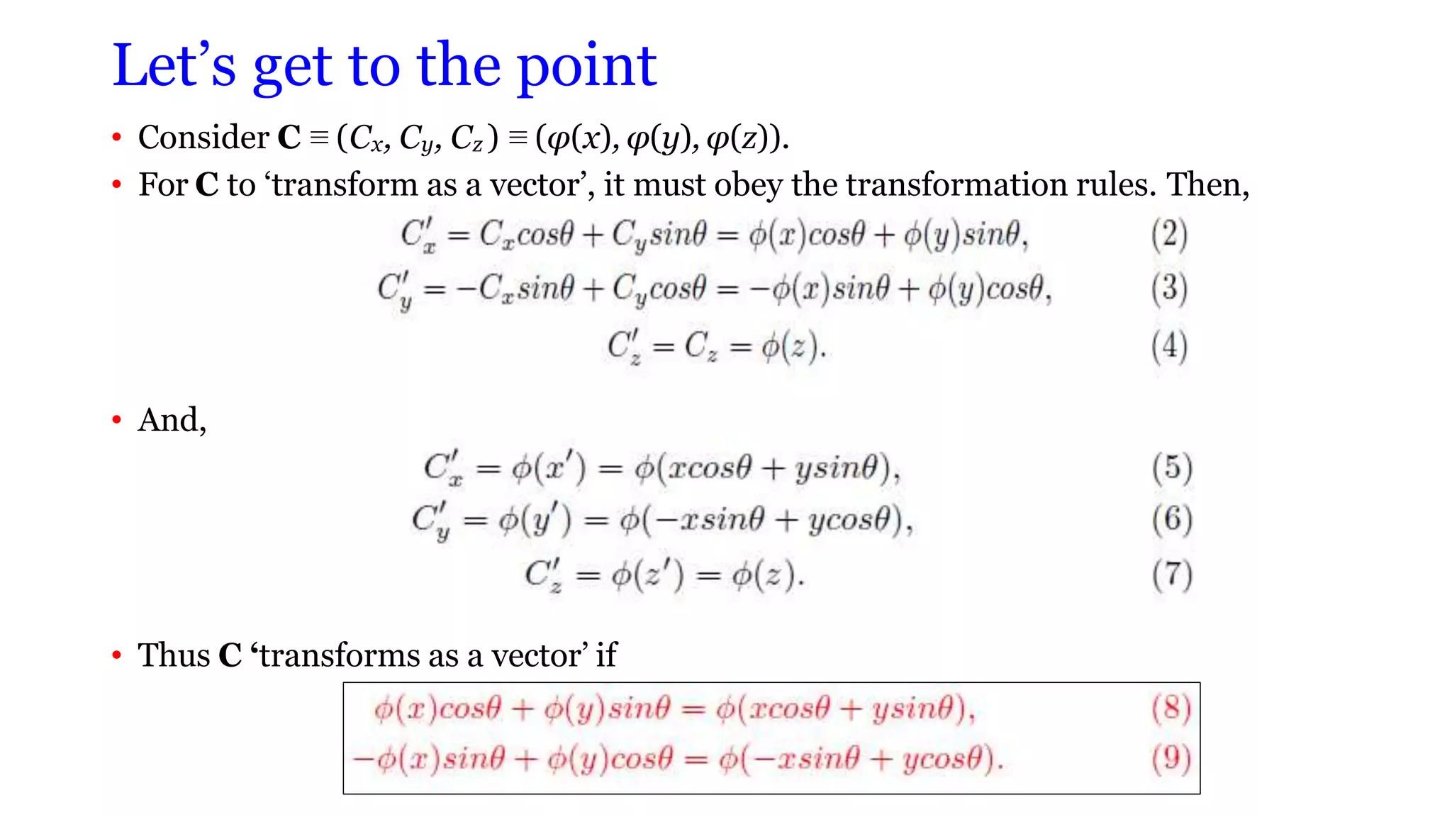 Transform as a vector? Tying functional parity with rotation angle of coordinate axes | PPT