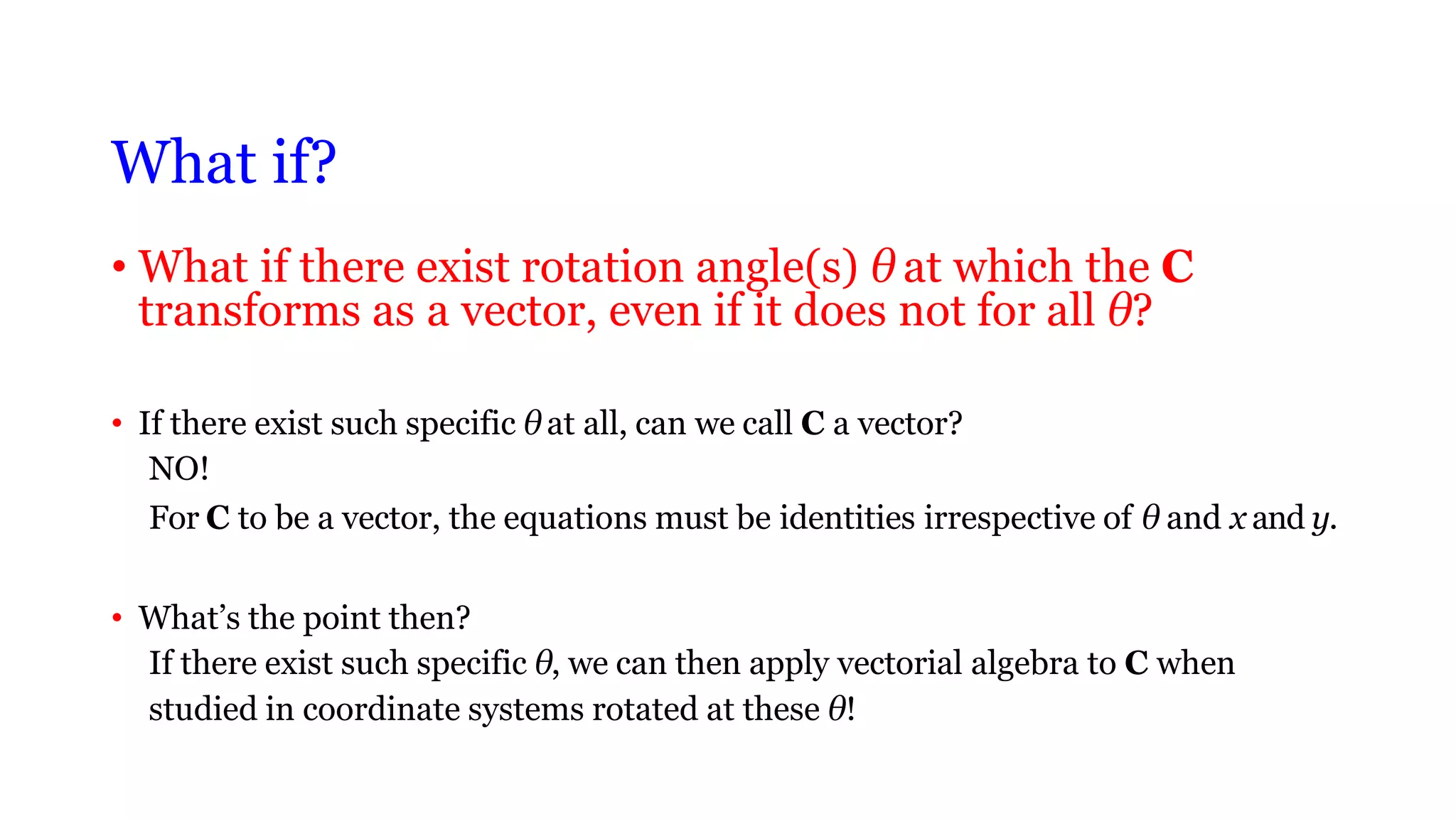 Transform as a vector? Tying functional parity with rotation angle of coordinate axes | PPT