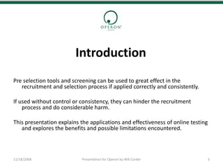 Using Pre selection tools in recruitment | PPT