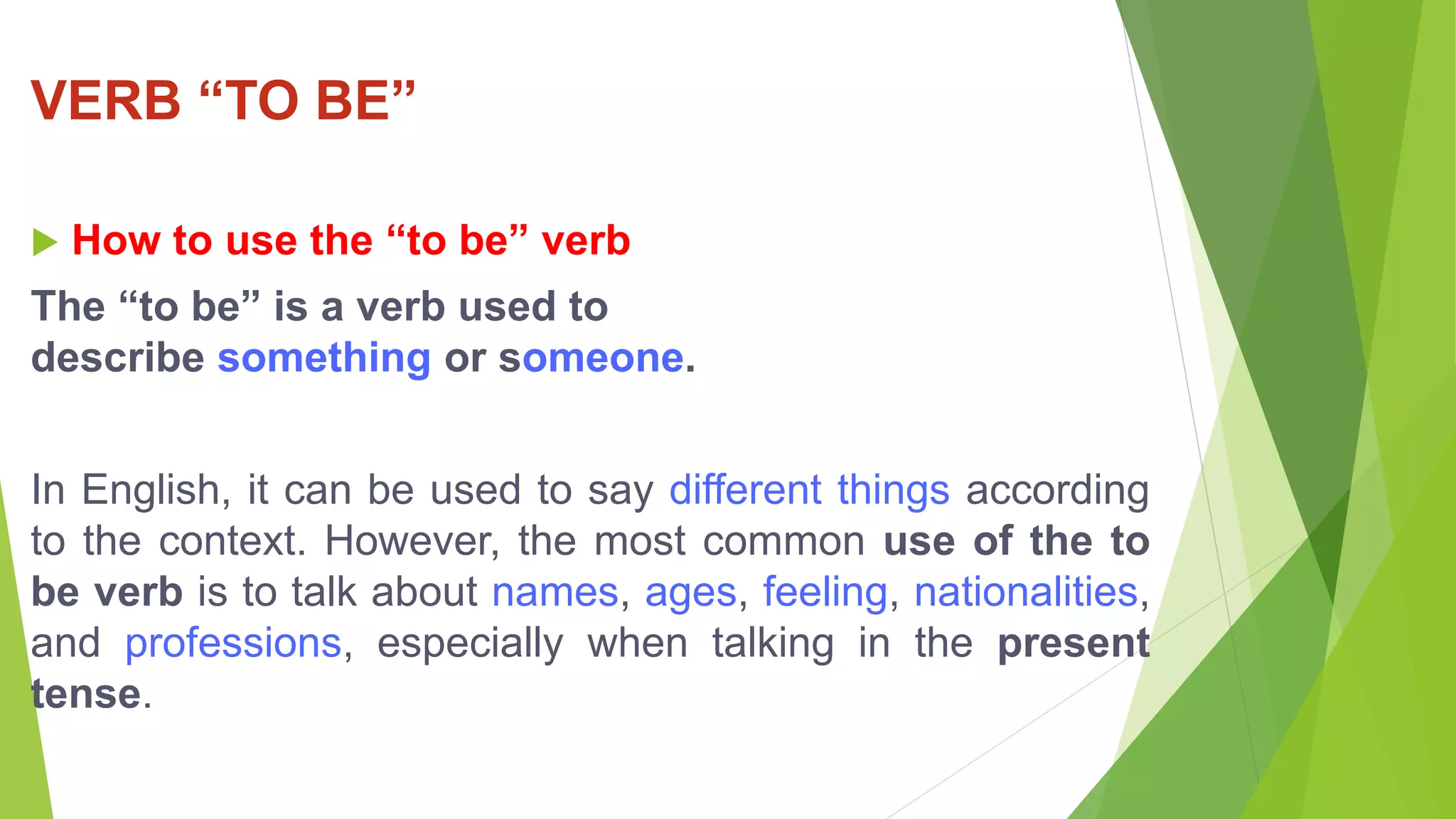 Presentation Verb To Be Pptx