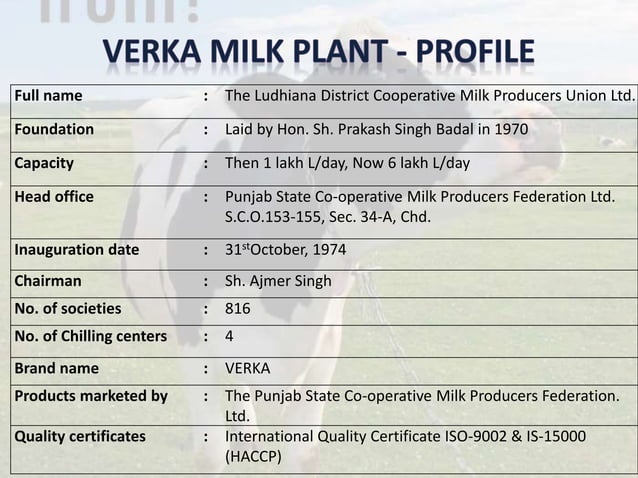 Verka milk plant ppt | PPTX