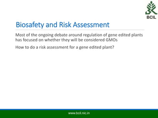 Biosafety Assessment and Regulations of Gene Editing | PPT