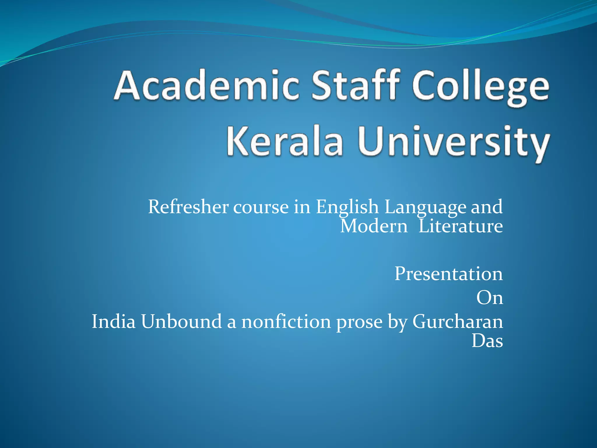 Dr. Vibhati Kulkarni presentation on India Unbound | PPT