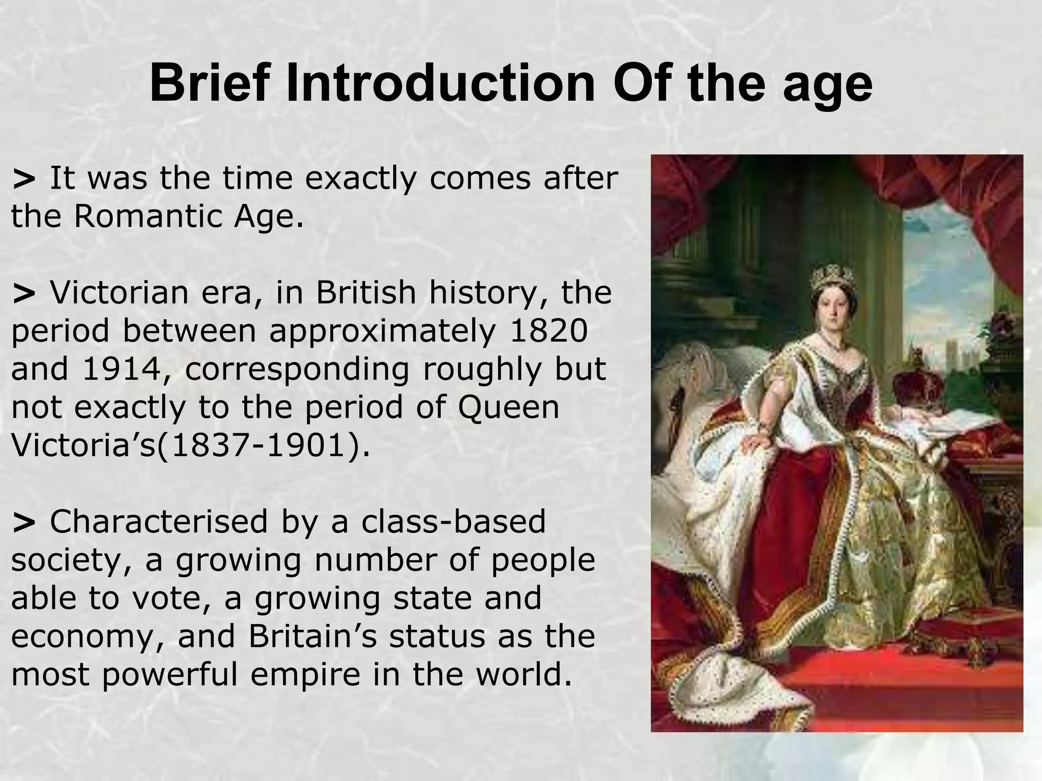 Characteristics of Victorian age | PPTX