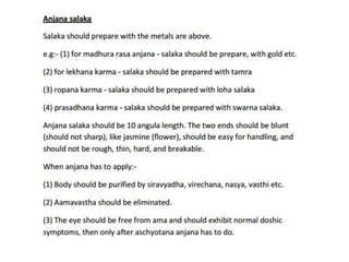Presentation on Bidalaka and anjana kriya kalpa of netra roga | PPTX