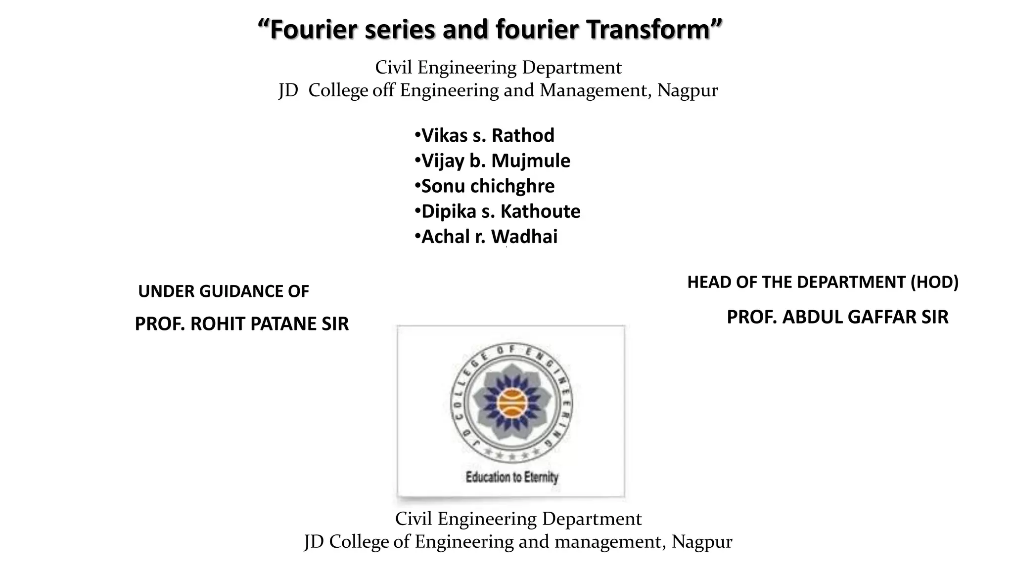 Fourier Series And Fourier Transform Pptx