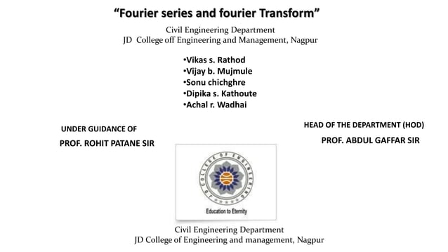 Fourier Series And Fourier Transform Pptx