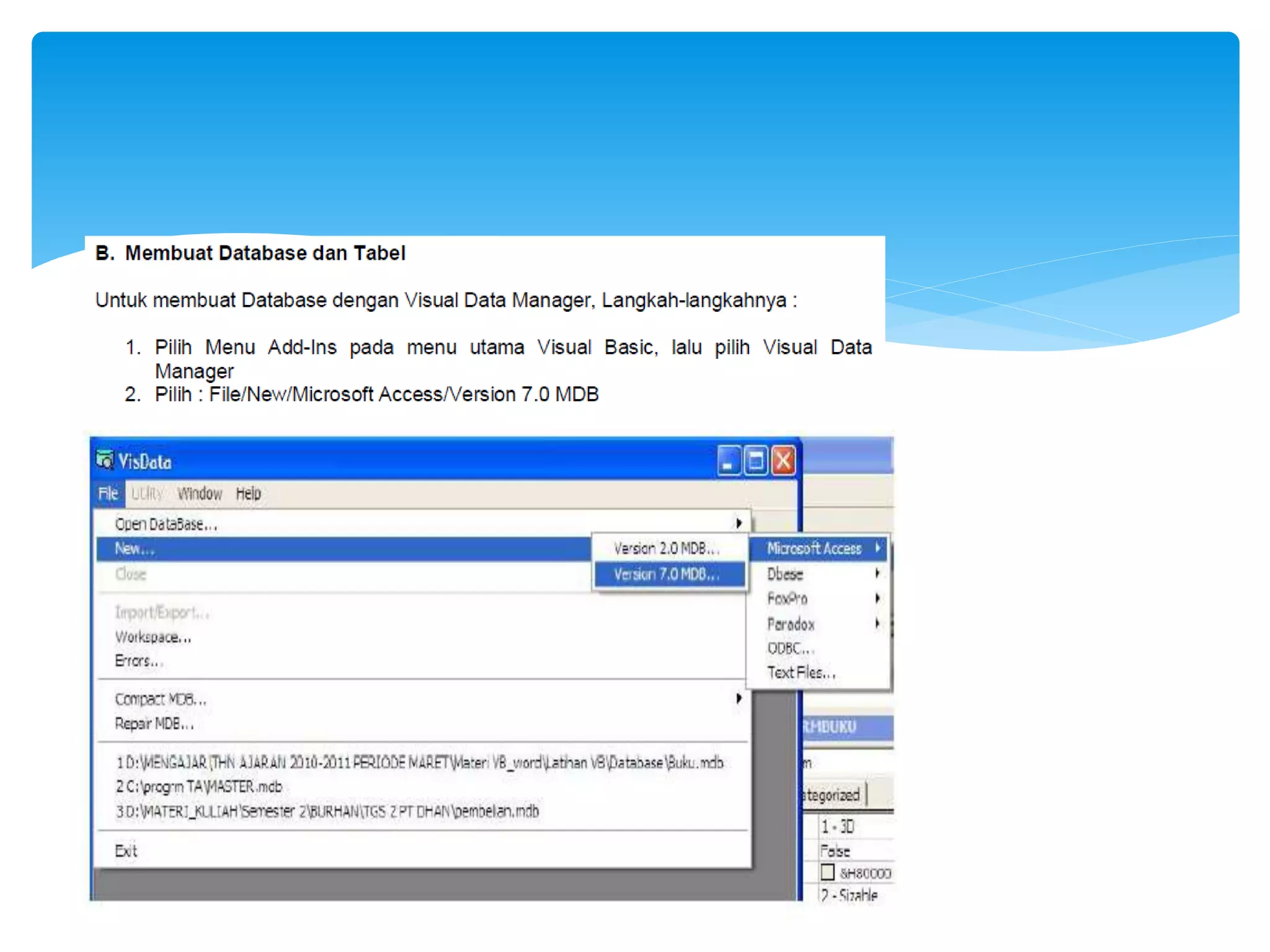 Membuat Data Base Pada Visual Basic 6.0 | PPTX