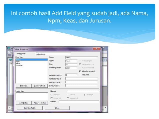 Membuat Data Base Pada Visual Basic 6.0 | PPTX