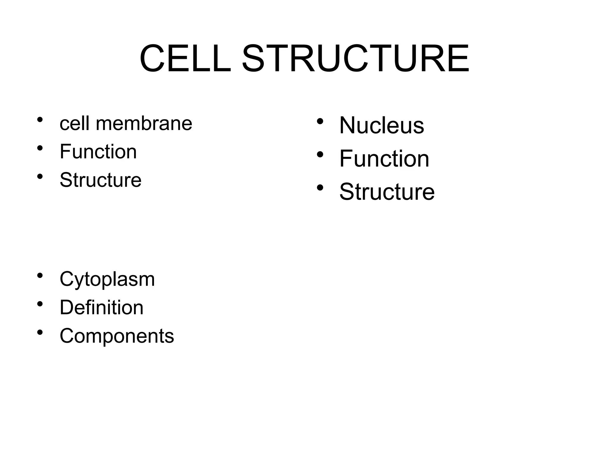 Presentation on cell structure and function | PPT