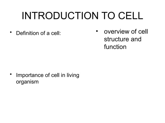 Presentation on cell structure and function | PPT