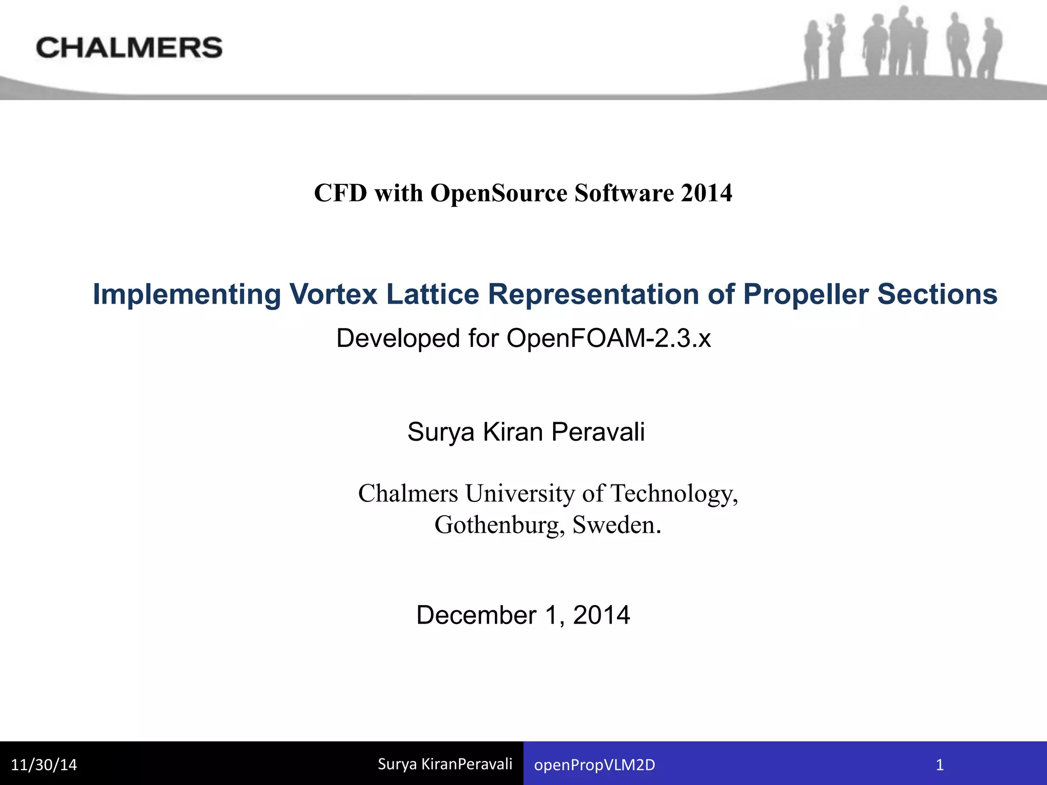Vortex lattice implementation of propeller sections for OpenFoam 2.3x