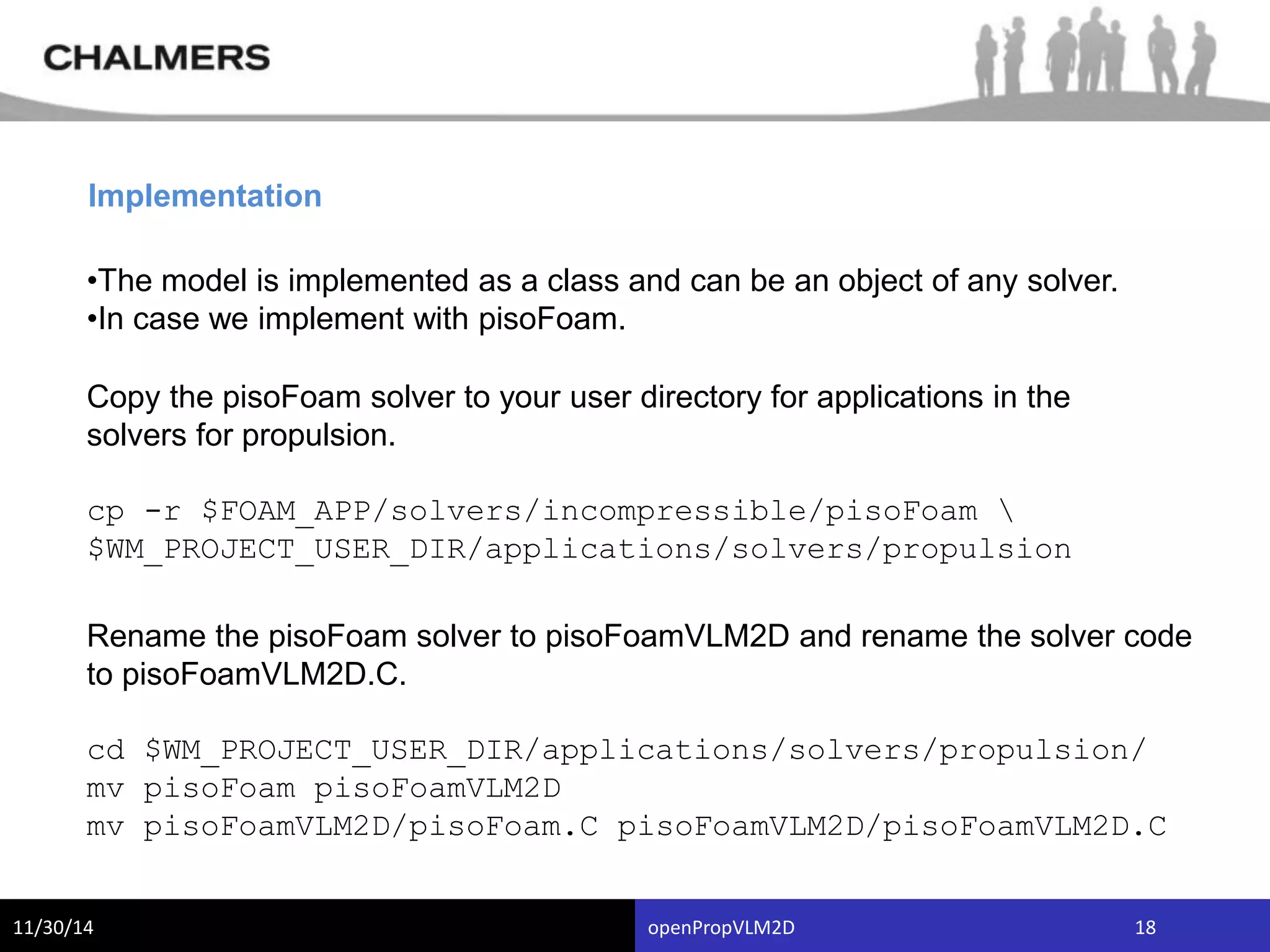 Vortex lattice implementation of propeller sections for OpenFoam 2.3x
