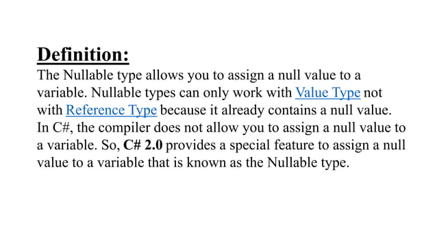 Nullable type in C# | PPT
