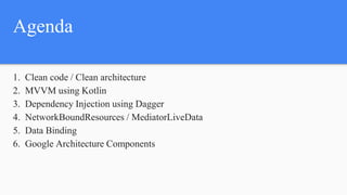 Android MVVM architecture using Kotlin, Dagger2, LiveData, MediatorLiveData | PPTX