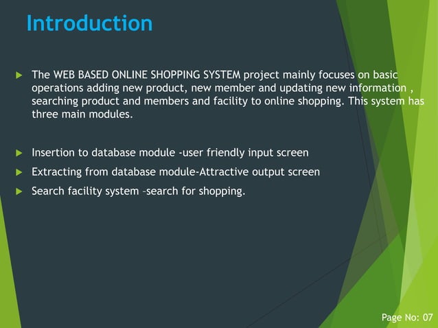 Web based online shopping system Presentation slide | PPTX | Web Design and HTML | Internet