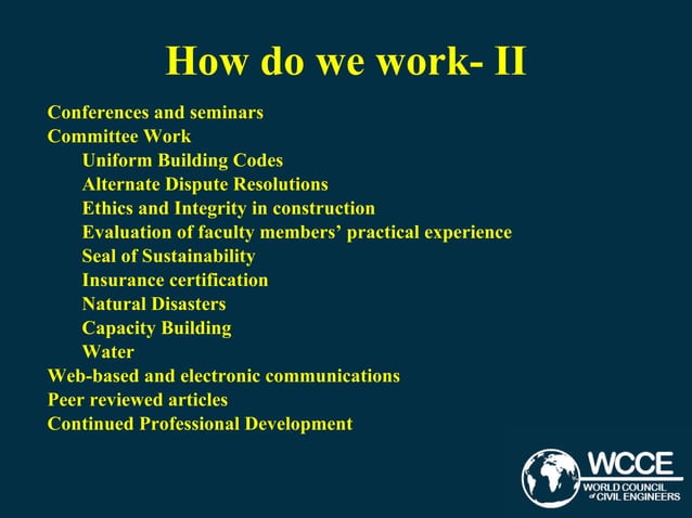 World Council of Civil Engineers | PPT