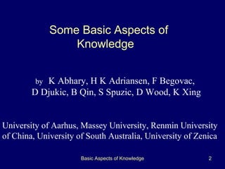 Some Basic Aspects of Knowledge | PPT | Internet | Computing