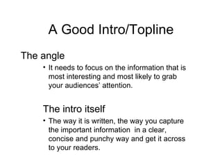 Journalism in Practice BCU, week 2: Intros and angles | PPT | Media ...