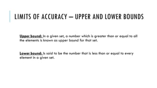 Calculations, Rounding, Estimation, Limits of accuracy, Ratio and rate ...