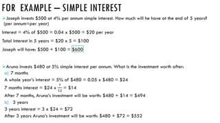 Percentages, simple and compound interest; time, distance and speed | PDF