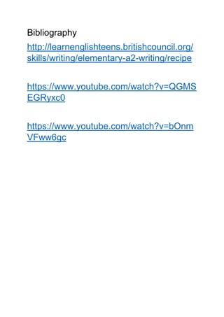 Presentation: Writing (recipe/paragraph) | PDF