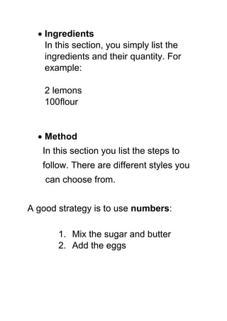 Presentation: Writing (recipe/paragraph) | PDF