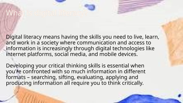 Presentation of digital literacy class . | PPT