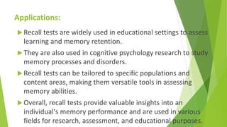 recall test , how to conduct recall test . | PPTX