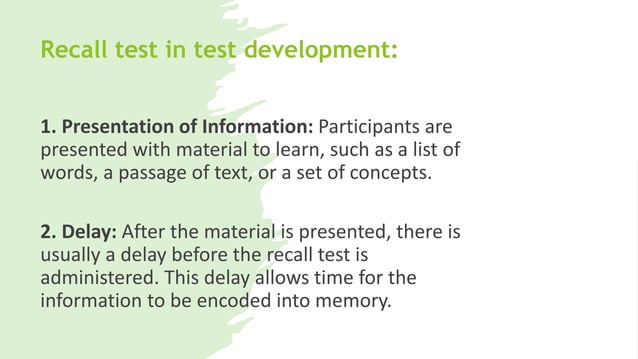 recall test , how to conduct recall test . | PPT