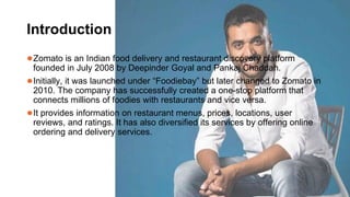 SWOT OF ZOMATO AND VISION, MISSION POWER POINT PRESENTATION | PPTX