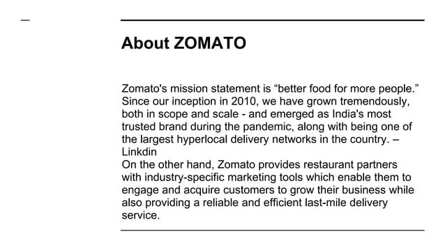 SWOT OF ZOMATO AND VISION, MISSION POWER POINT PRESENTATION | PPTX | Food Industry | Industries