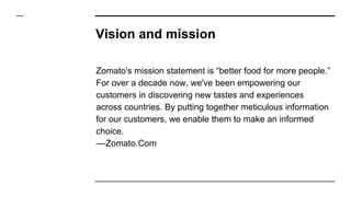 SWOT OF ZOMATO AND VISION, MISSION POWER POINT PRESENTATION | PPTX