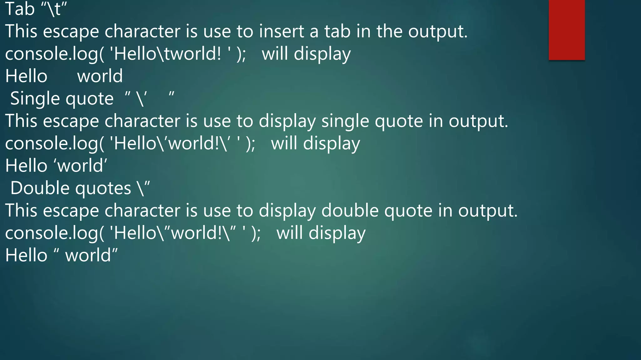Presentatioon on type conversion and escape characters | PPT