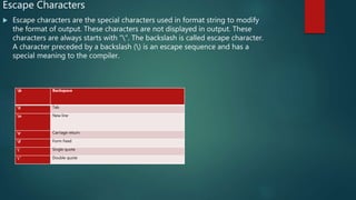 Presentatioon on type conversion and escape characters | PPT