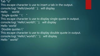 Presentatioon on type conversion and escape characters | PPT