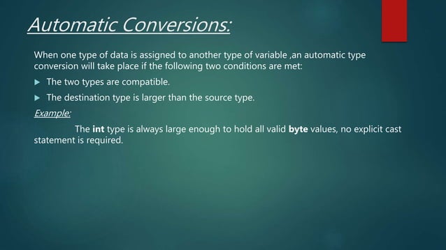 Presentatioon on type conversion and escape characters | PPT