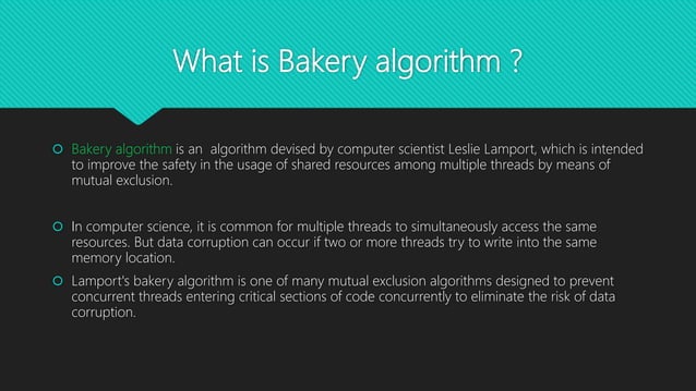Presentation on Bakery Algorithm | PPT
