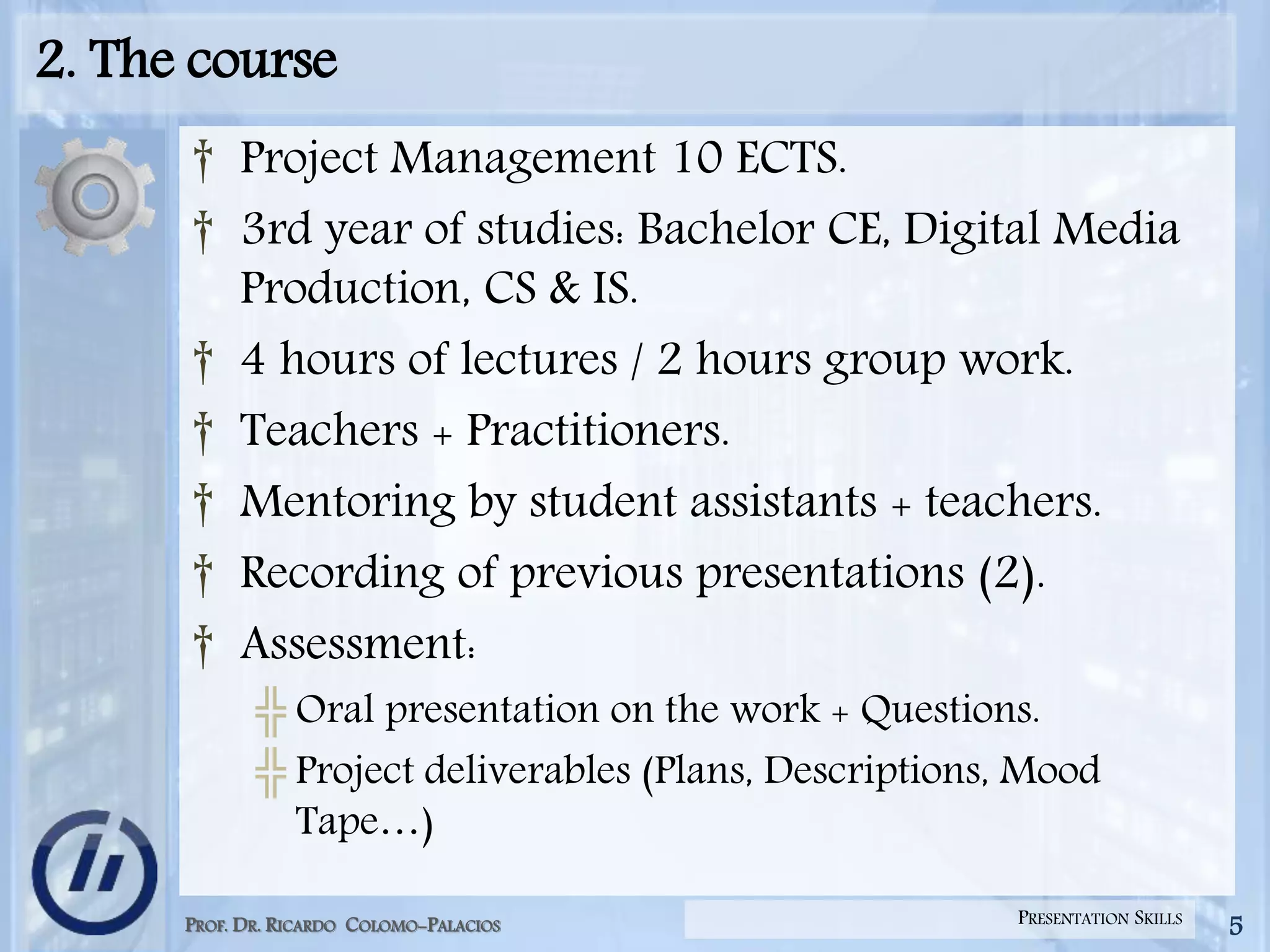 Improving presentation skills in the context of software project ...