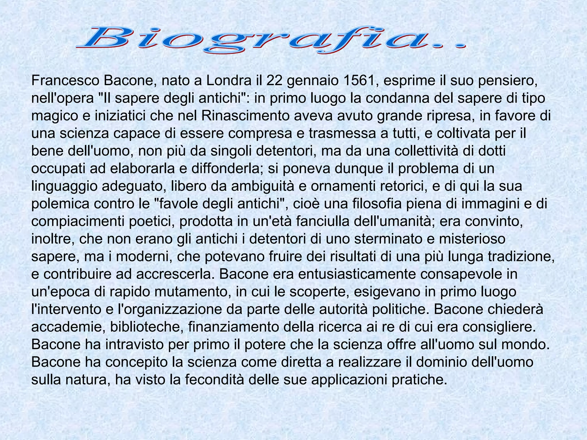 Presentazione Bacone | PPT