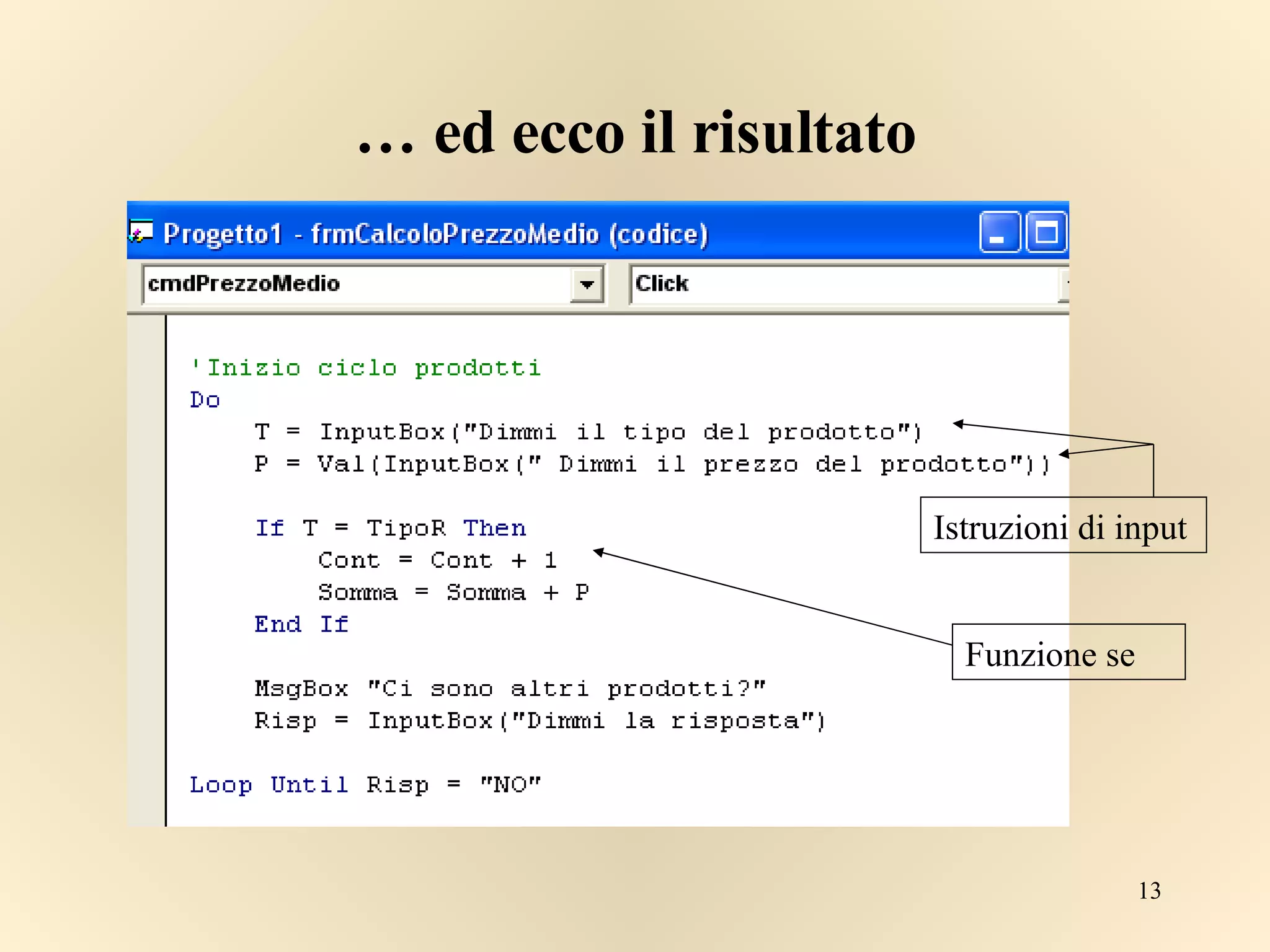 Presentazione es 48 in visual bacis | PPT