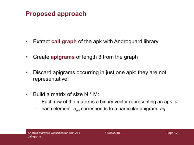 Android malware classification with API call-grams | PPT