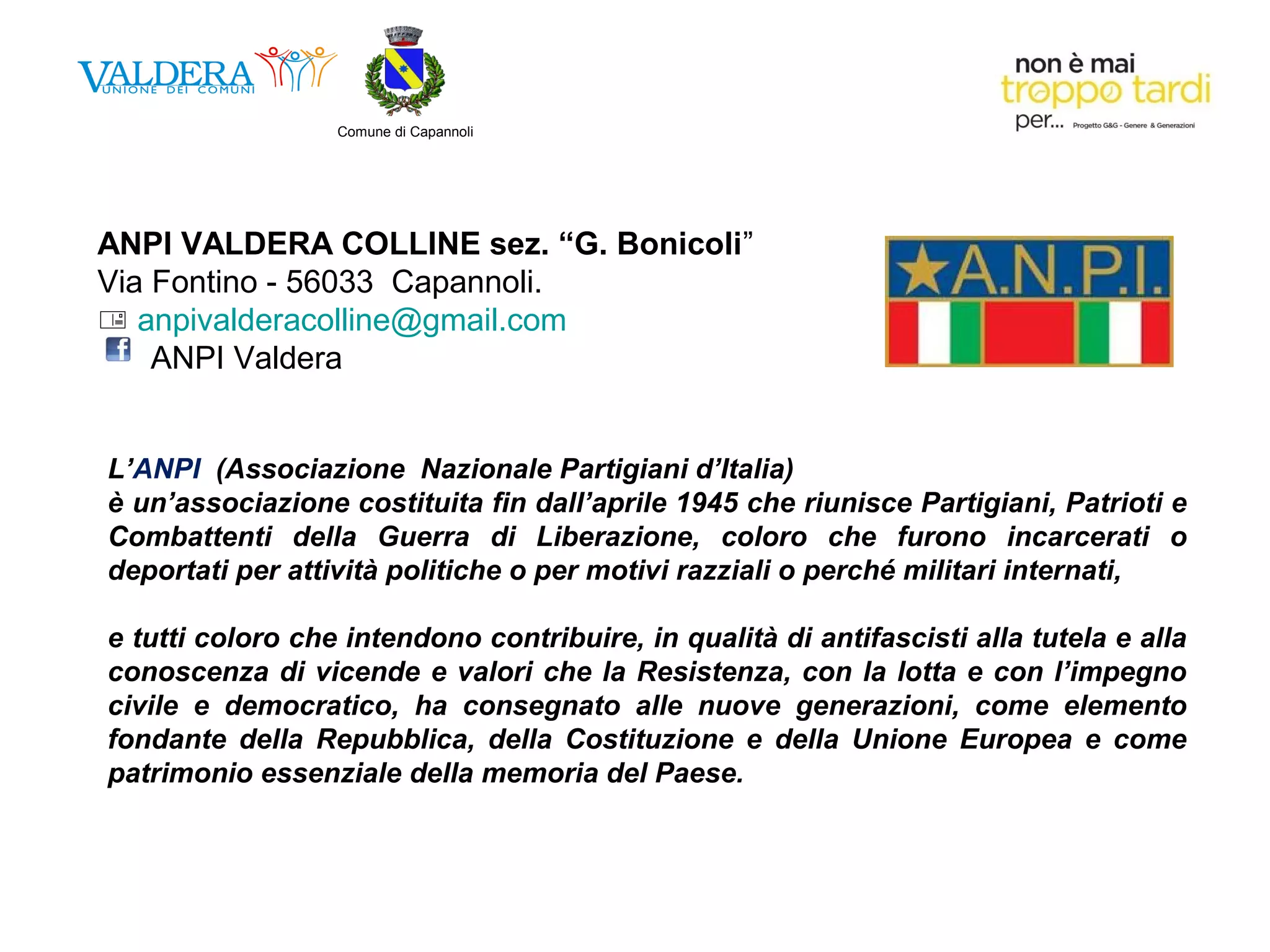Slides Comune di Capannoli - anpi | PPT