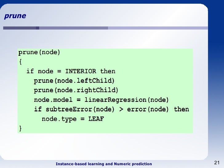 Instance-based learning and Numeric prediction
