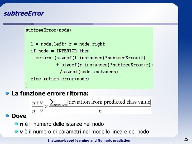 Instance-based learning and Numeric prediction